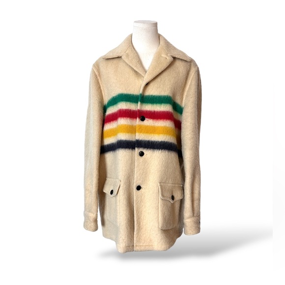 Jackets & Coats | Vintage 7s Hudson Bay Wool Rainbow Colorblock Blanket ...